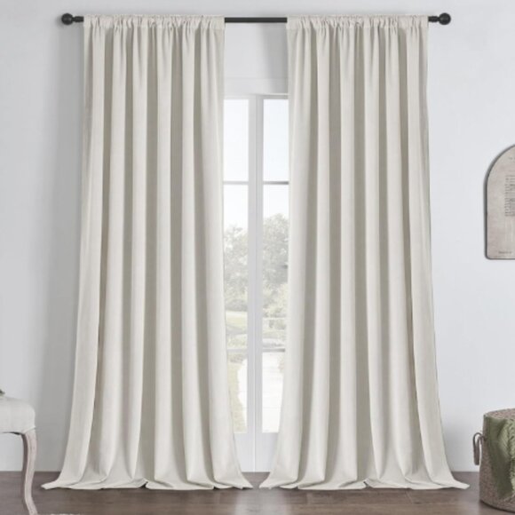 Joydeco | Accents | 0 Blackout Curtains White Velvet Suede 52 X 95 ...